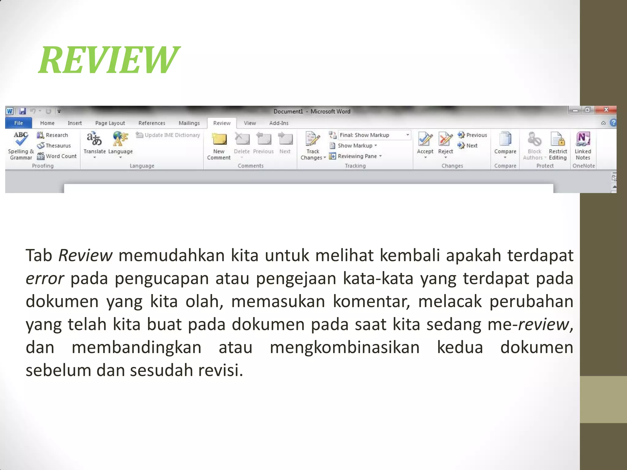 Tab Review dan View pada Microsoft Word | PDF