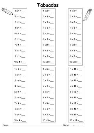 Tabuadas tabelas | DOC
