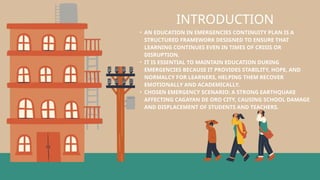 Education in Emergencies Continuity Plan | PPTX