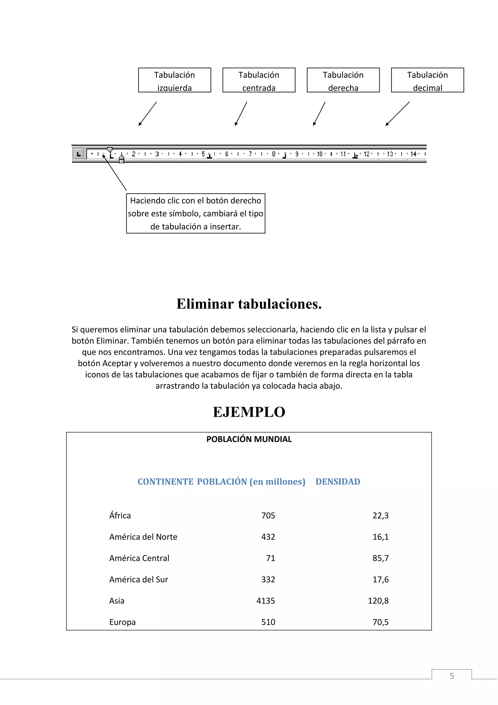 Tabulaciones en word | PDF