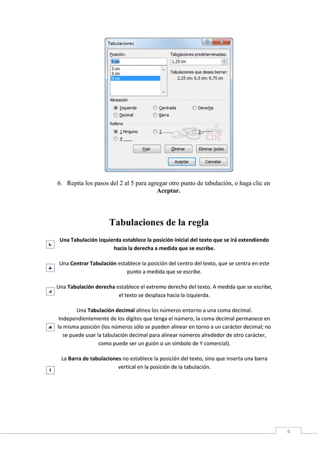 Tabulaciones en word | PDF