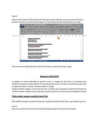 Tabulaciones y sangría | DOCX