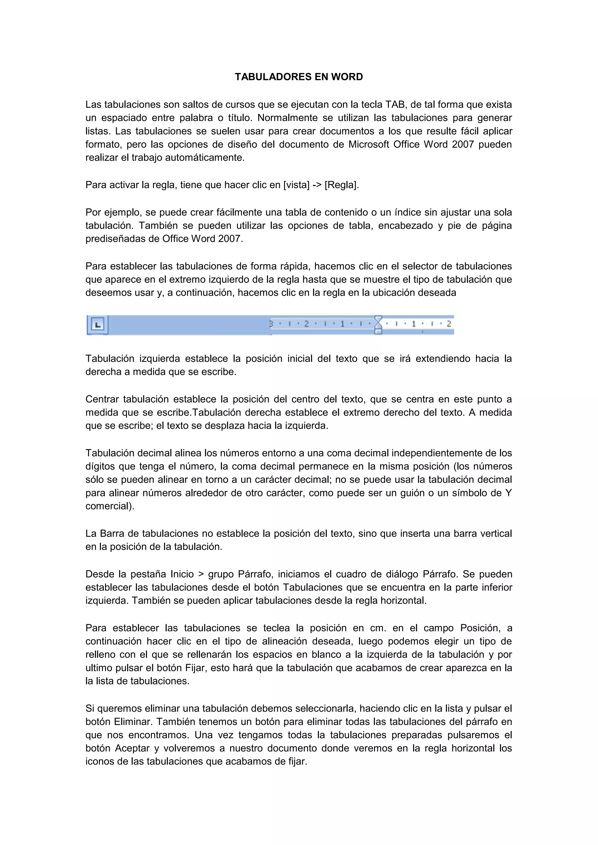 Tabuladores en word | PDF