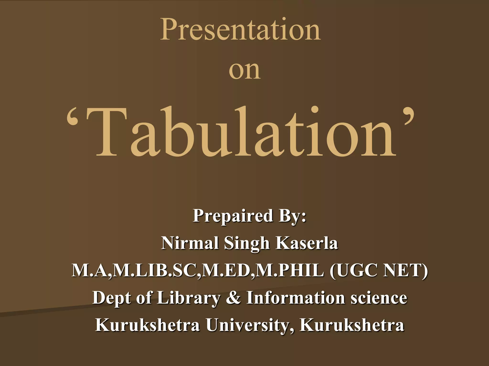 Tabulation | PPT