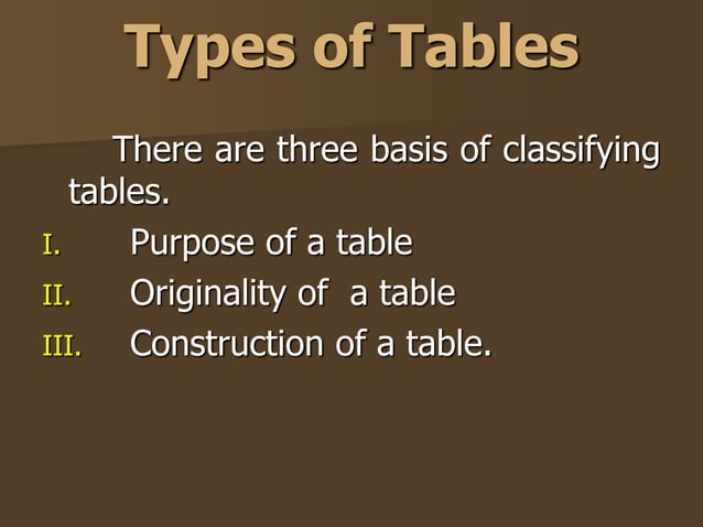 Tabulation | PPT | Databases | Computer Software and Applications