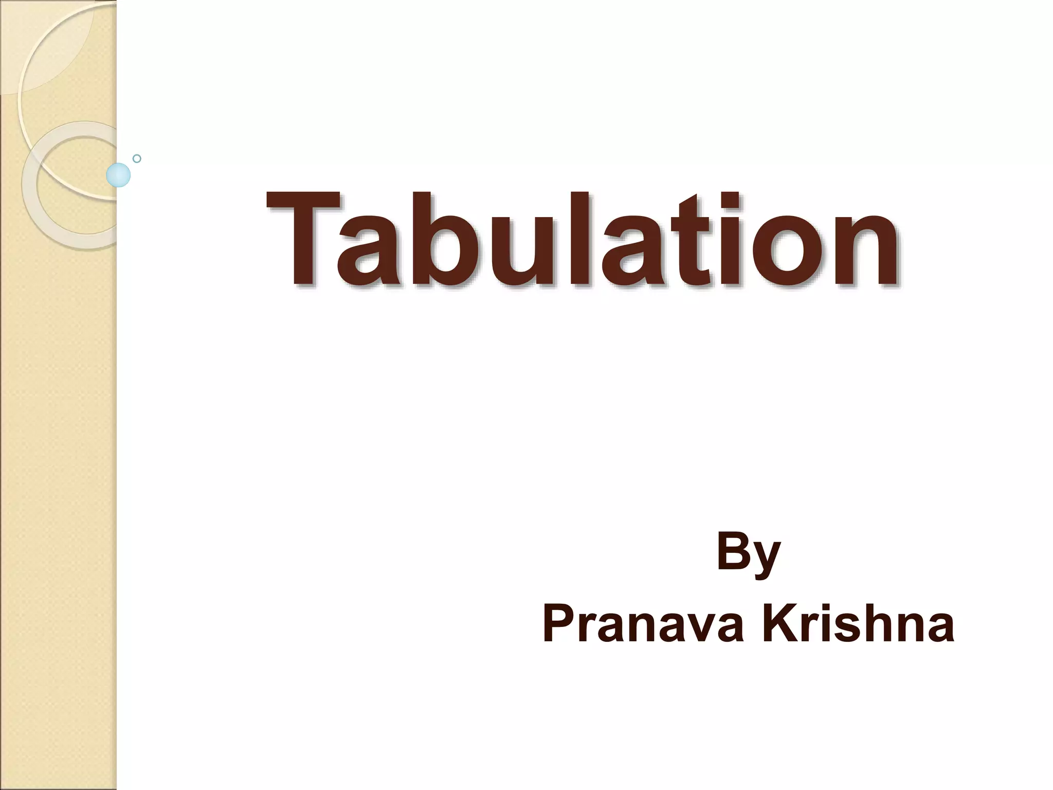 Tabulation | PPTX