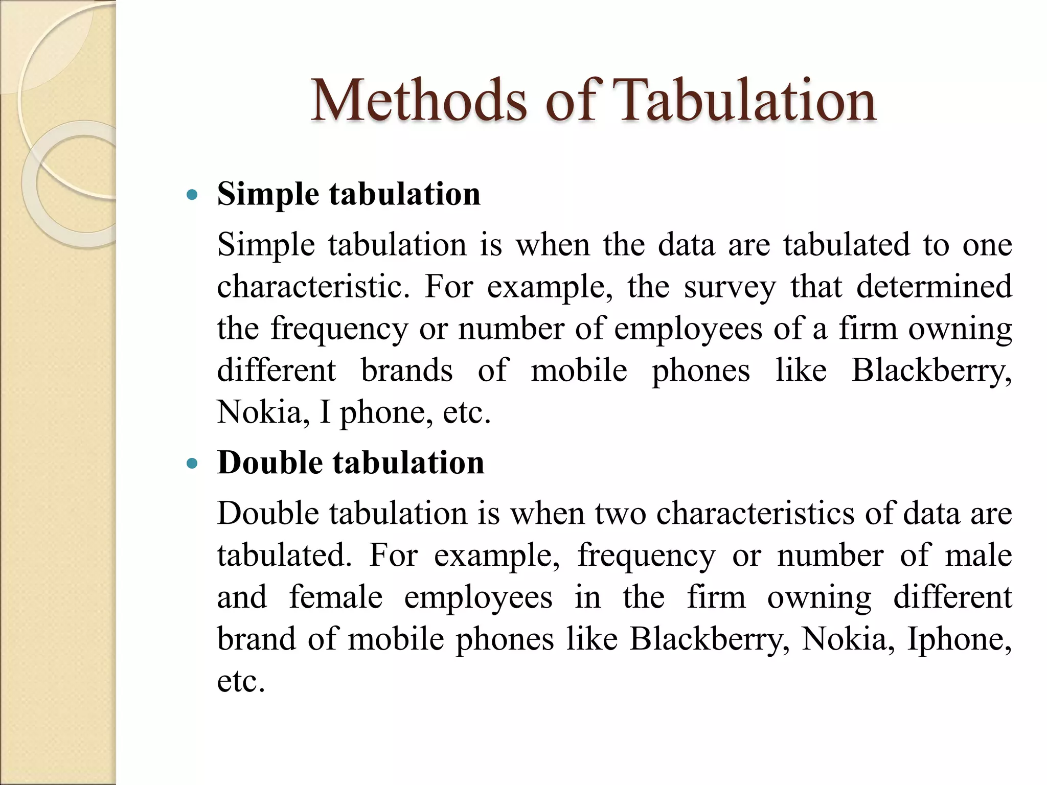 Tabulation | PPTX | Databases | Computer Software and Applications