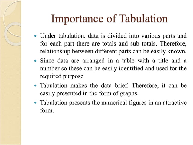 Tabulation | PPTX | Databases | Computer Software and Applications