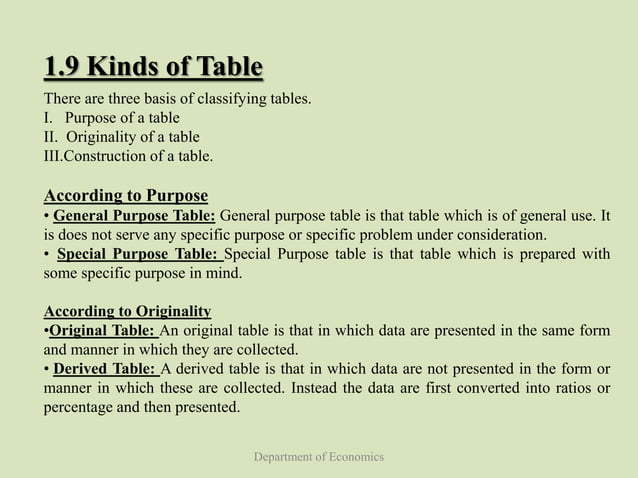 Tabulation of data | PPTX | Databases | Computer Software and Applications