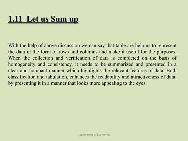 Tabulation of data | PPTX | Databases | Computer Software and Applications