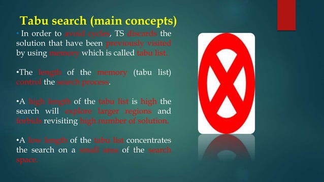 Tabu search algorithm (Meta-heuristics).pptx | Search | Internet