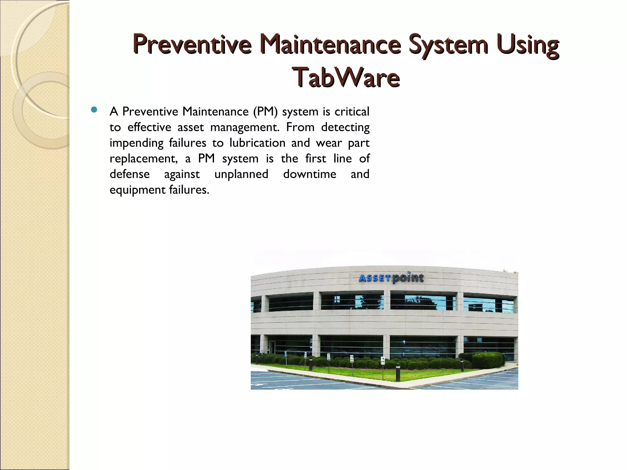 TabWare - Preventive Maintenance Software | PPT