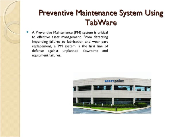 TabWare - Preventive Maintenance Software | PPT