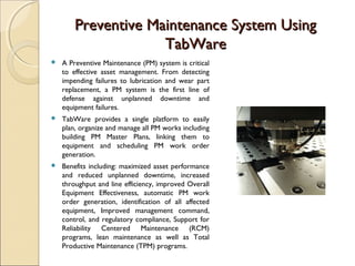 TabWare - Preventive Maintenance Software | PPT