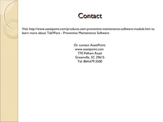 TabWare - Preventive Maintenance Software | PPT