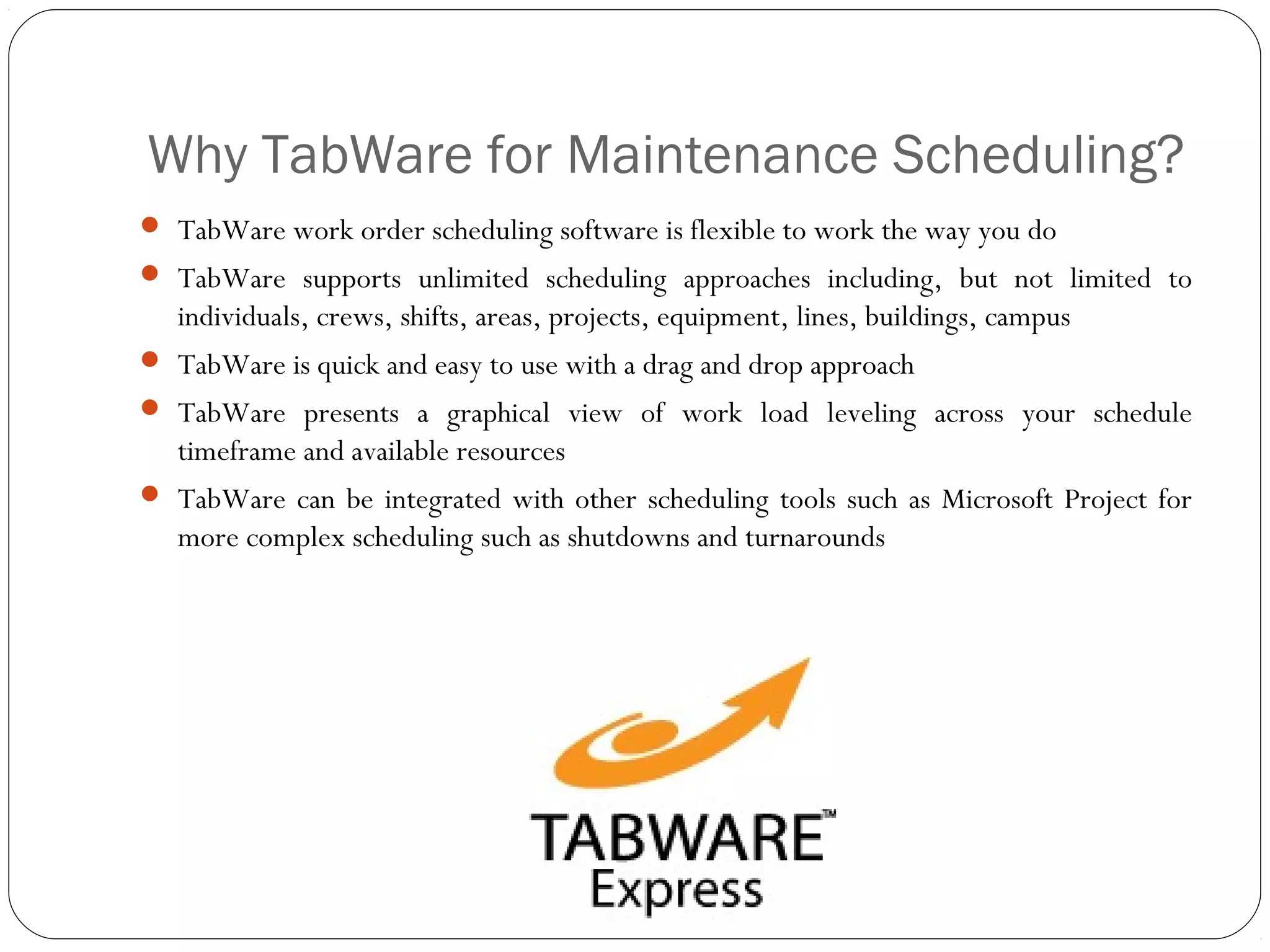 TabWare Maintenance Scheduling Software | PPT
