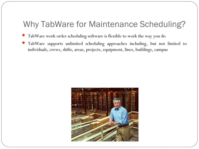 TabWare Maintenance Scheduling Software | PPT