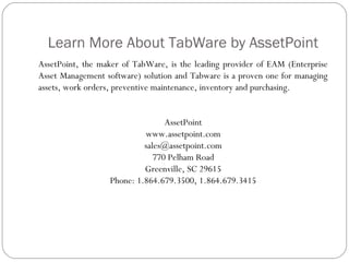 TabWare Maintenance Scheduling Software | PPT