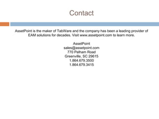 Tab ware maintenance scheduling software & equipment maintenance ...