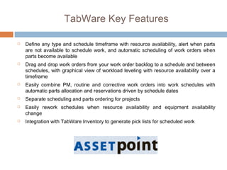 Tab ware maintenance scheduling software & equipment maintenance ...