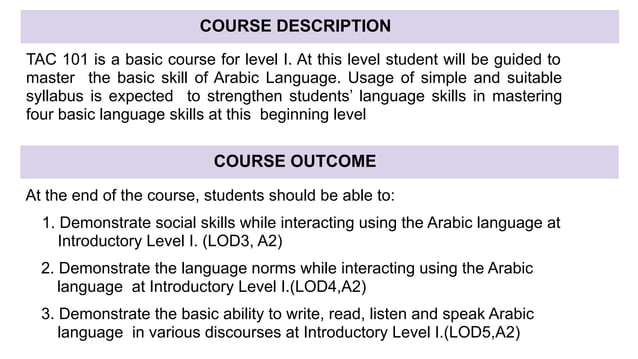 TAC101 COURSE INTRO PPT | PDF | Education