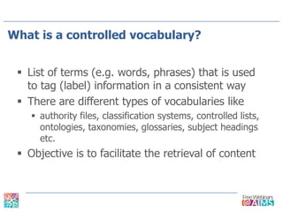 Use and integration of controlled vocabularies (AGROVOC) in DSpace ...
