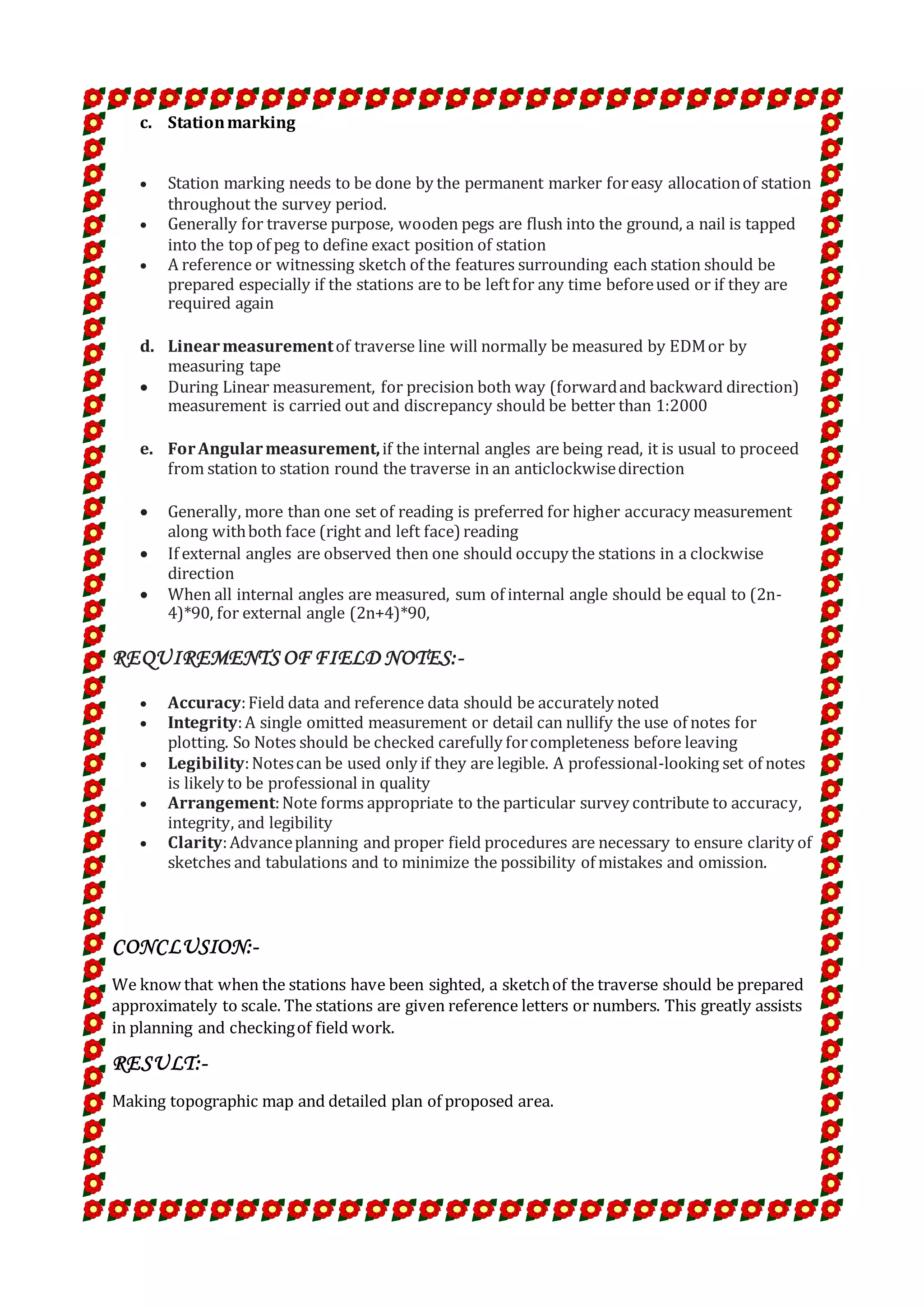 Tacheometry survey of detailing | DOCX