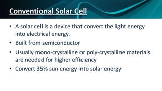 Infrared Plastic Solar & Conventional solar cells | PPTX