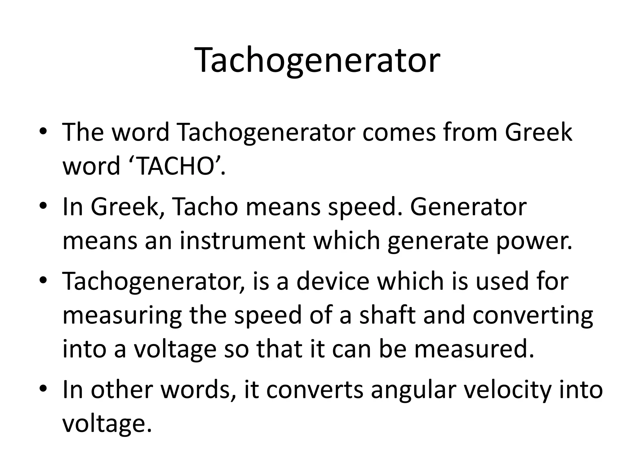 Tachogenerator | PPTX