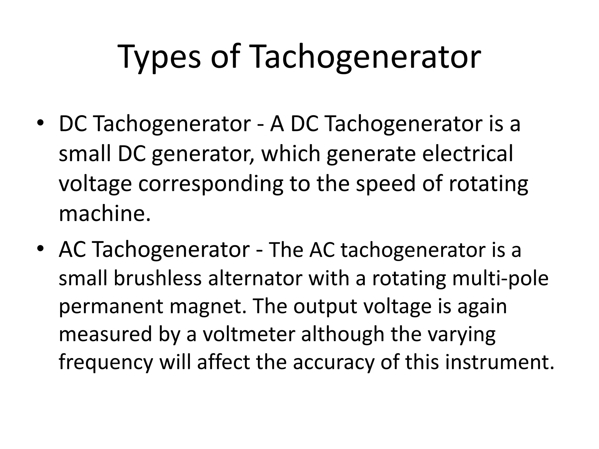 Tachogenerator | PPTX