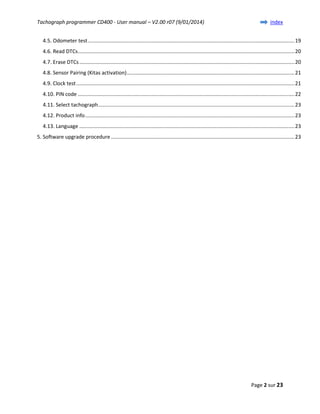 Tachograph CD400 programmer User Manual obdii365 | PDF