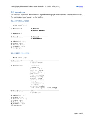 Tachograph CD400 programmer User Manual obdii365 | PDF