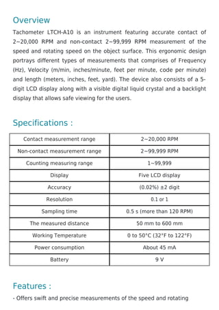 Tachometer | PDF