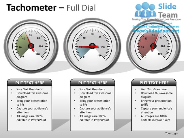 Tachometer full dial powerpoint presentation slides ppt templates | PPT