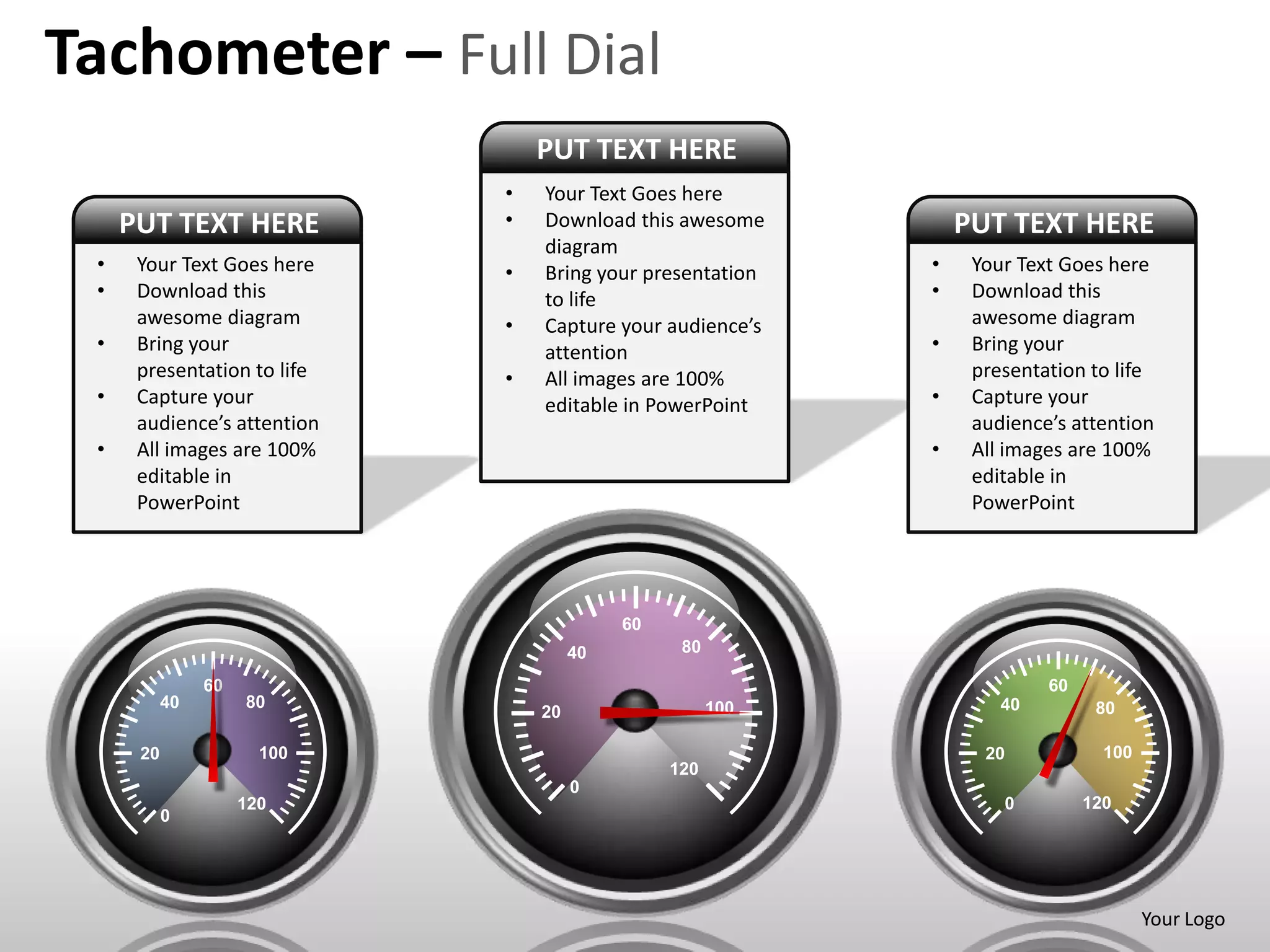 speedometer tachometer full dial powerpoint presentation templates | PPTX