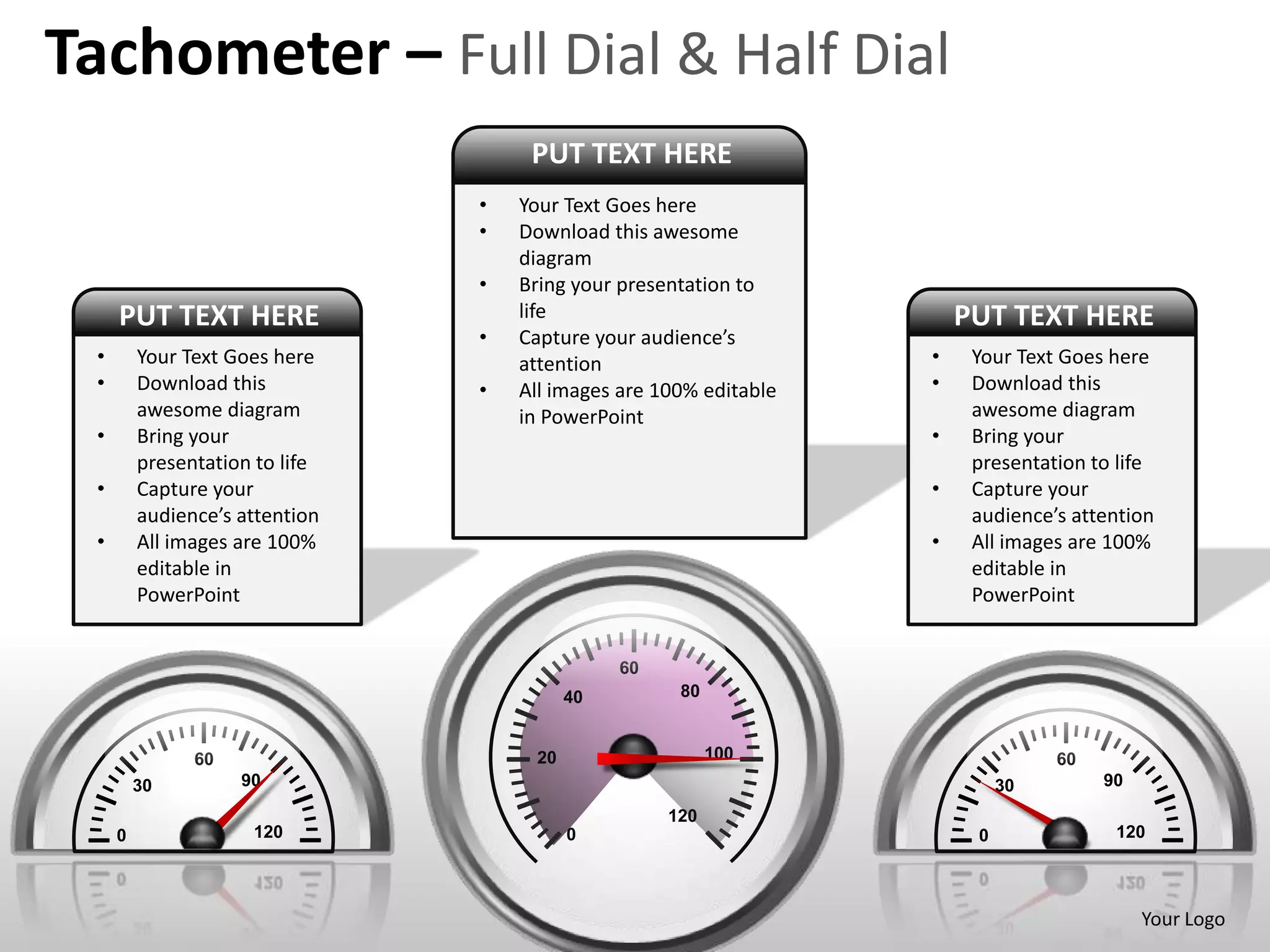 speedometer tachometer full dial powerpoint presentation templates | PPTX