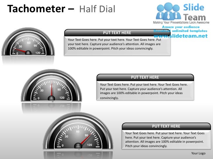 Tachometer half dial powerpoint presentation slides ppt templates