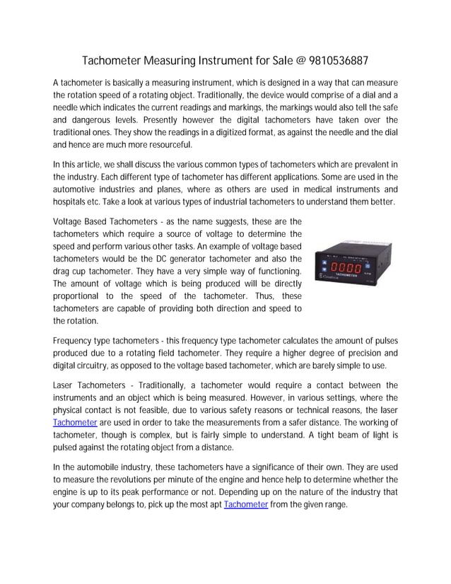 Tachometer | PDF | Physics | Science