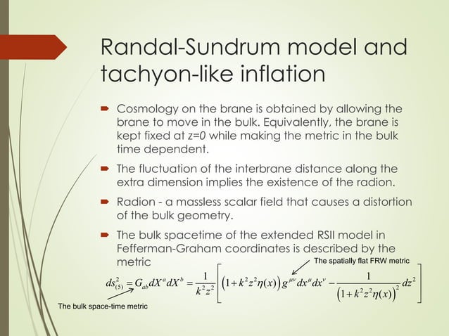 Tachyon inflation in DBI and RSII context | PPT