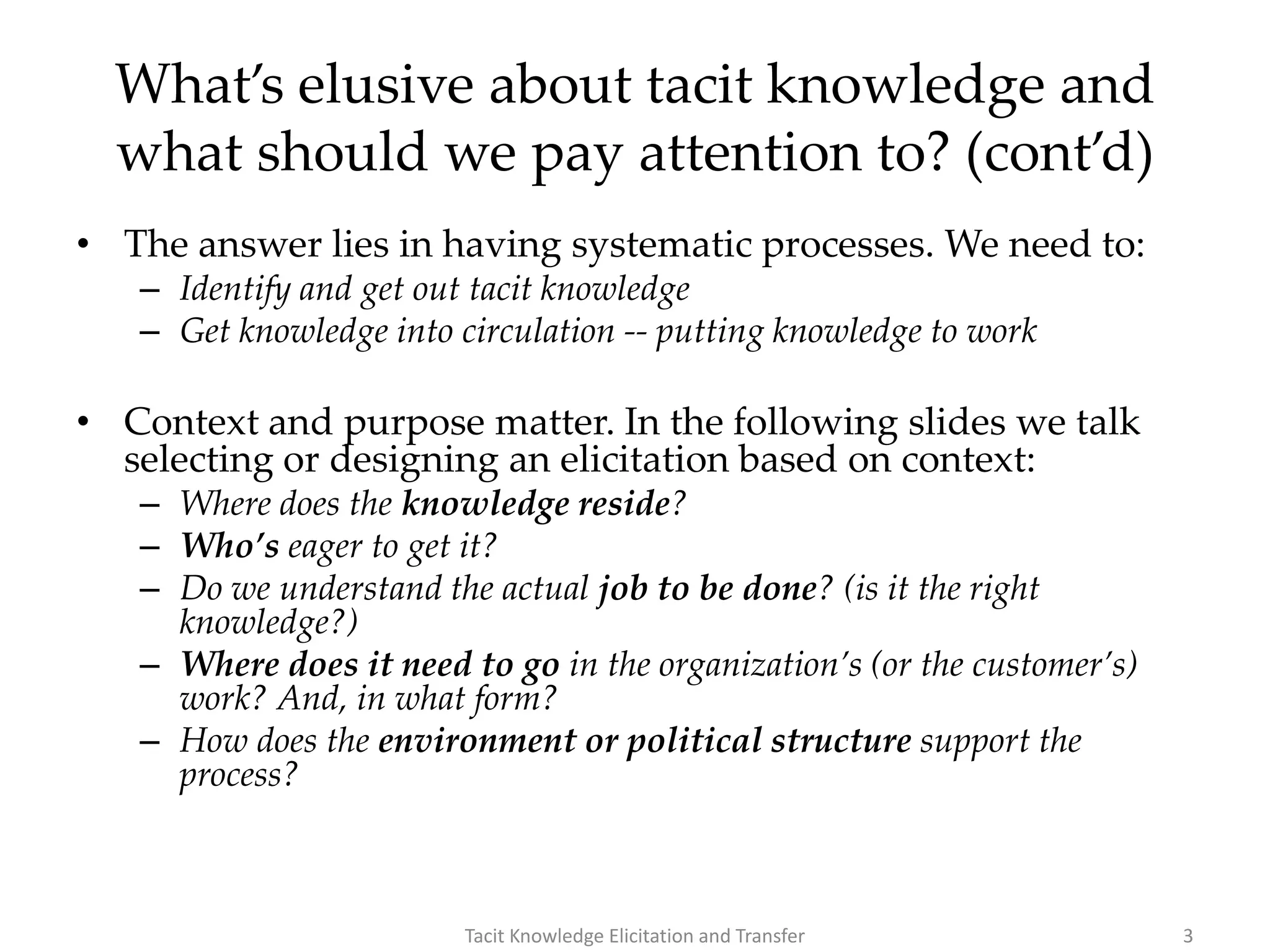 Tacit knowledge elicitation_and_transfer_140315 | PPT