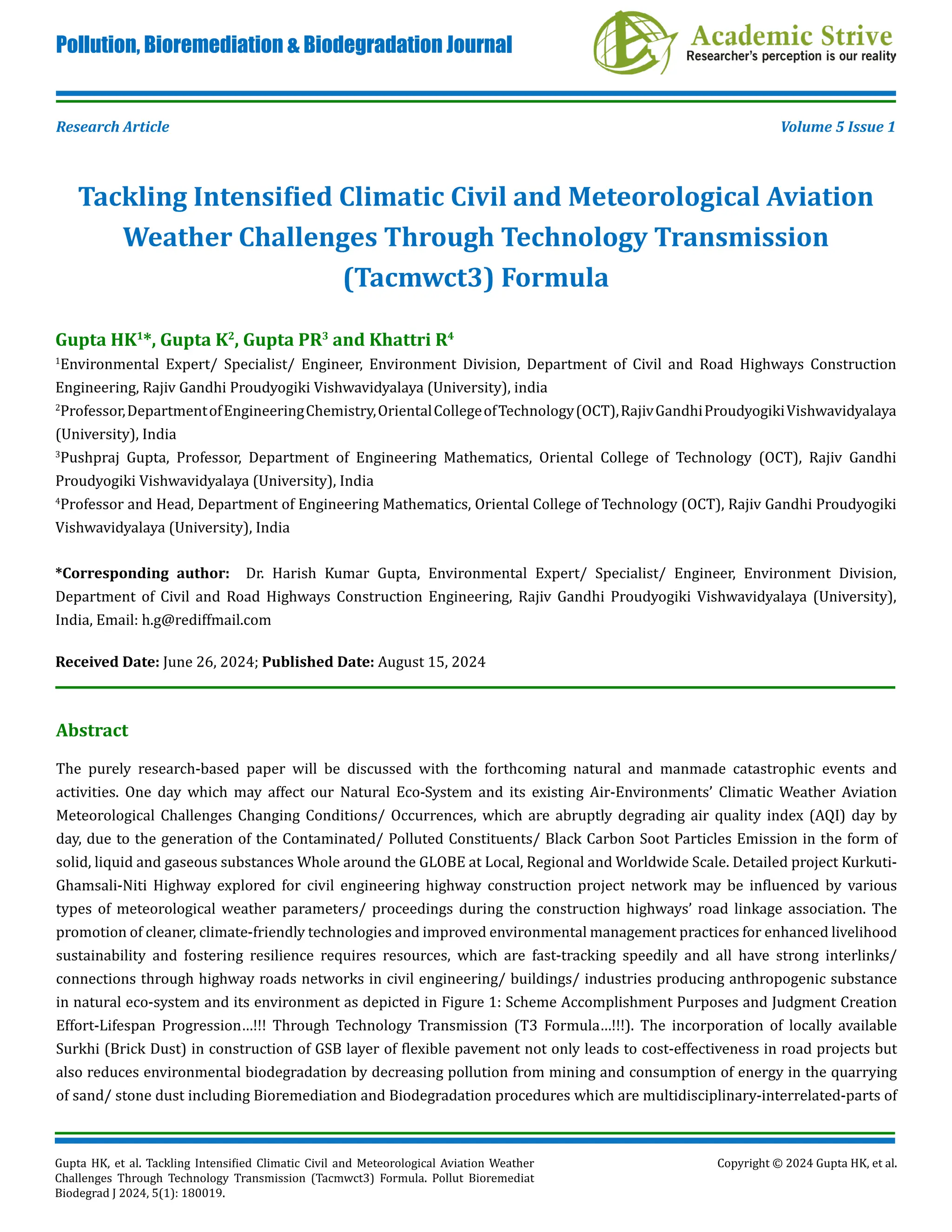 Tackling Intensified Climatic Civil and Meteorological Aviation Weather ...