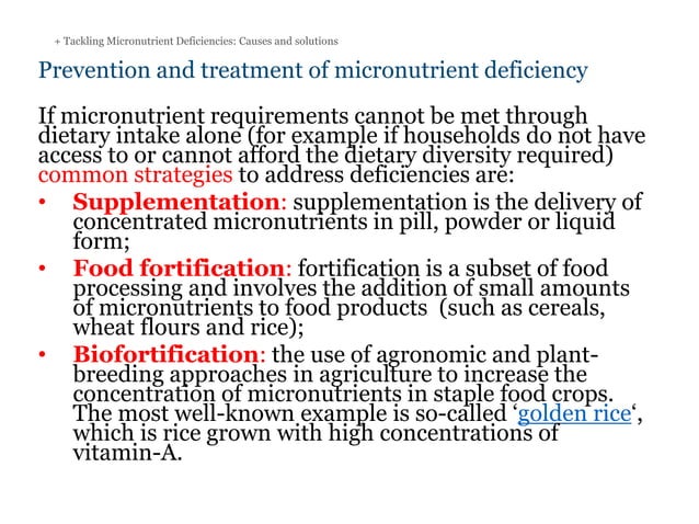 Tackling Micronutrient Deficiencies: Causes and Solutions Presentation ...