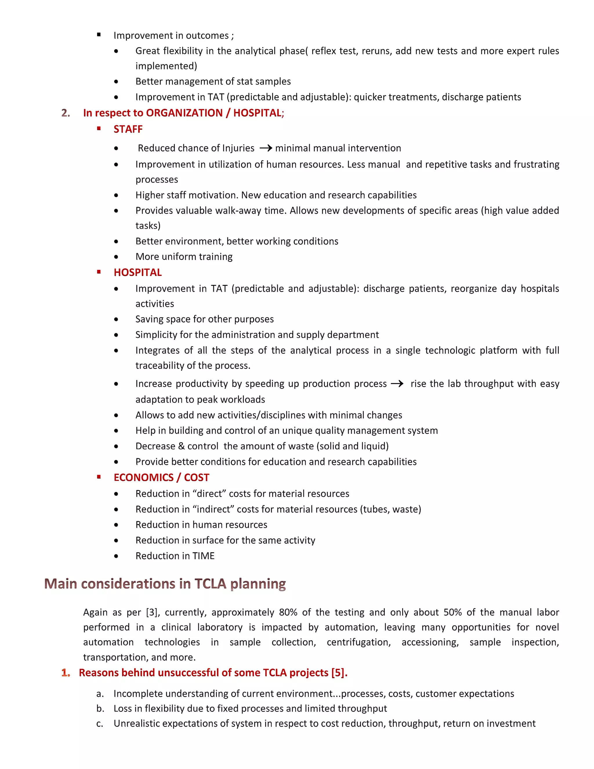 Planning Considerations in Total Automation of Clinical Laboratory | PDF