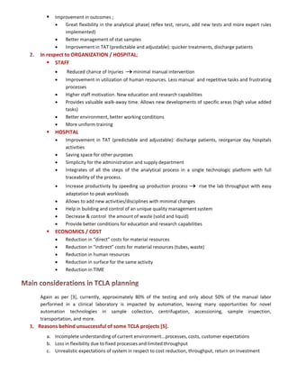 Planning Considerations in Total Automation of Clinical Laboratory | PDF