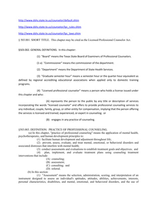 Tx Admin Code LPC | DOC