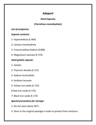 Tacrolimus | PDF | Blood Disorders | Diseases and Conditions