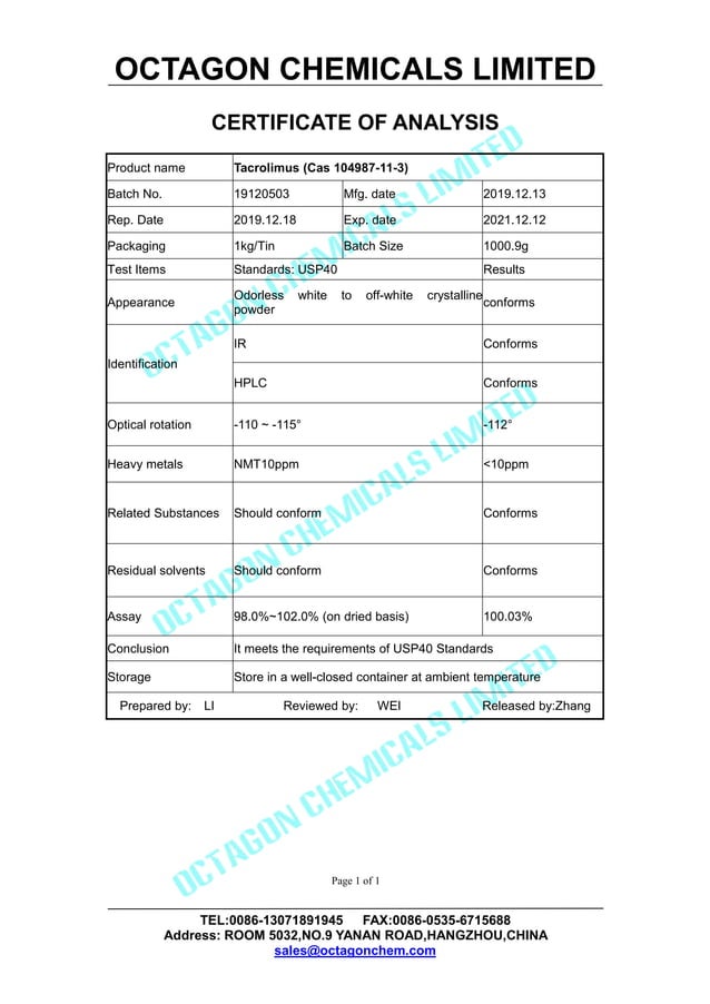 Tacrolimus coa | PDF