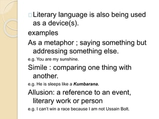 Tactful, tentative, Literary and Rhetorical language | PPTX