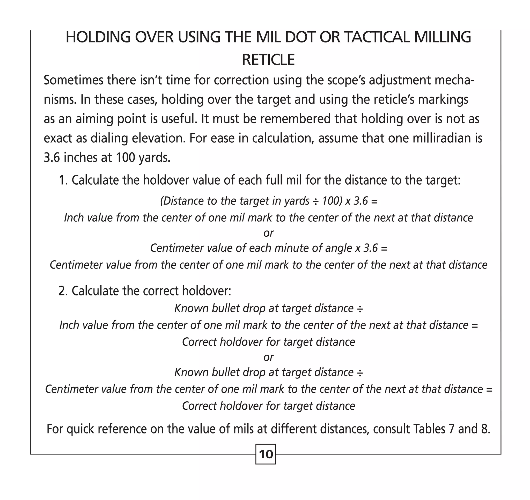 Tactical Milling Reticle Manual | Leupold | Optics Trade | PDF