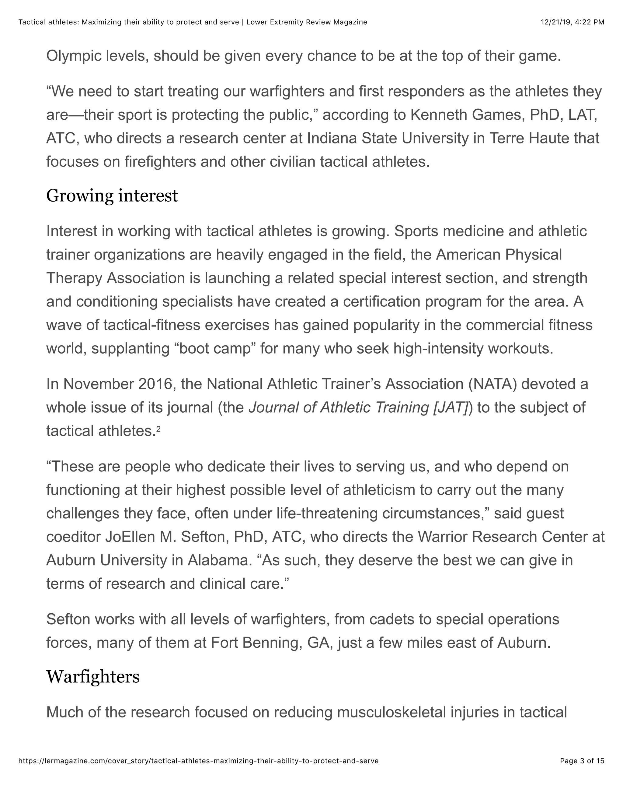 Tactical athletes: maximizing their ability to protect and serve | PDF